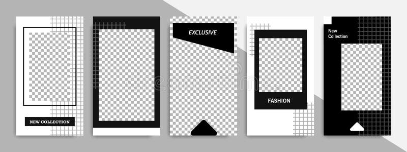 Black Minimal Geometric Instagram Layout Banner Template Bundle Stock ...