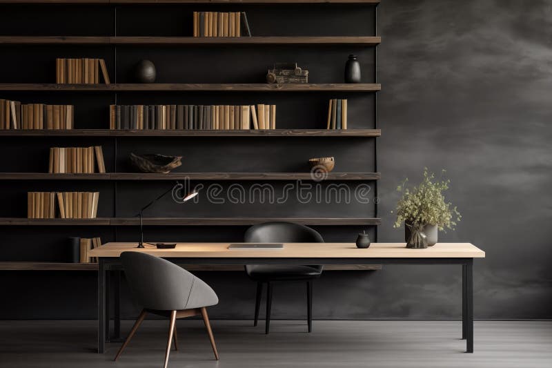 Black Minimal Workplace Room Interior by Generative AI Stock Photo ...