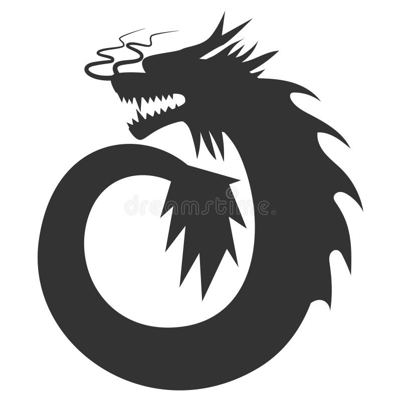 Flat Dragon Silhouette Illustration Stock Vector - Illustration of ...