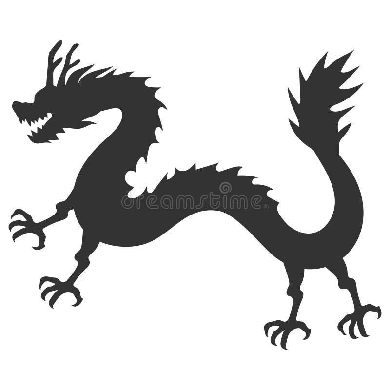 Flat Dragon Silhouette Illustration Stock Vector - Illustration of icon ...