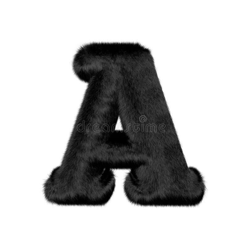 Black Mink Fur Letters. 3d Capital Letter a Stock Image - Illustration ...