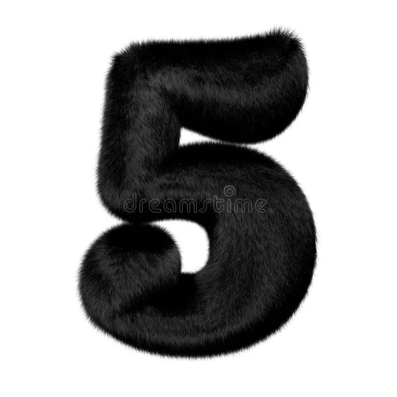 Black Mink Fur Numbers. 3d Number 5 Stock Image - Illustration of fuzzy ...
