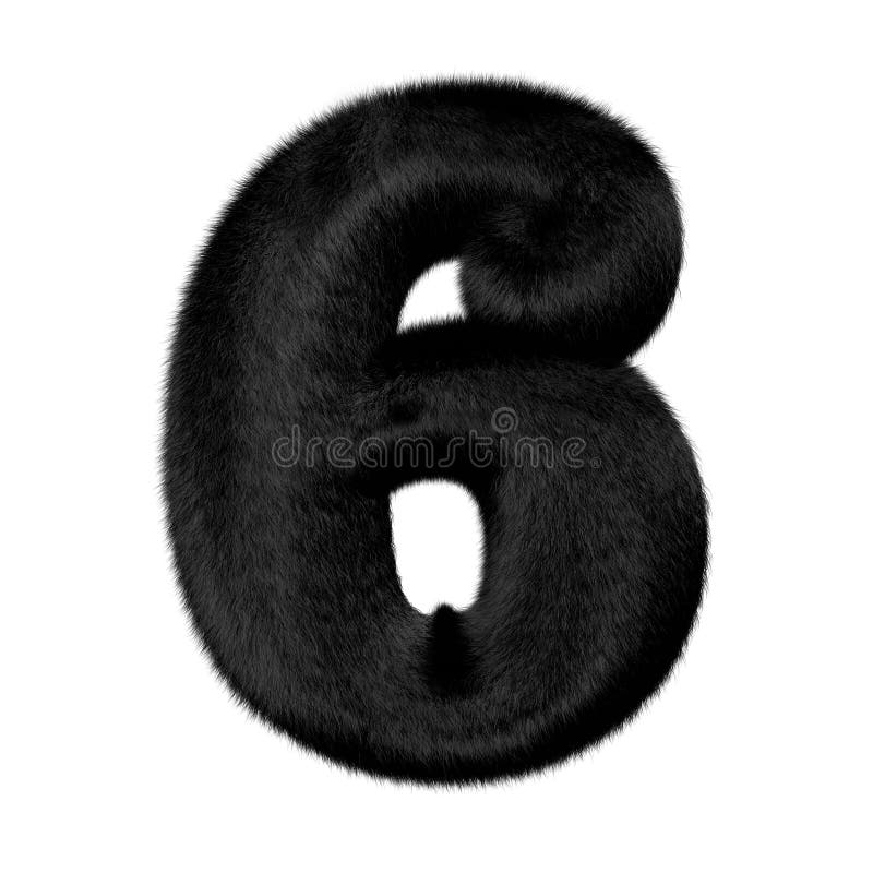 Black Mink Fur Numbers. 3d Number 6 Stock Image - Illustration of fuzzy ...