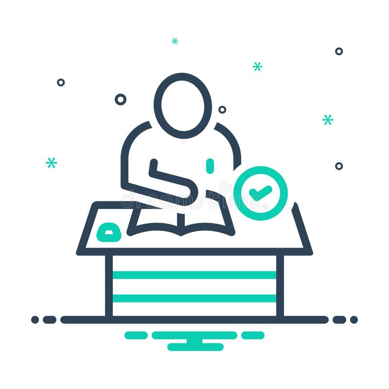 Mix Icon for Coursework, Desk and People Stock Vector - Illustration of ...