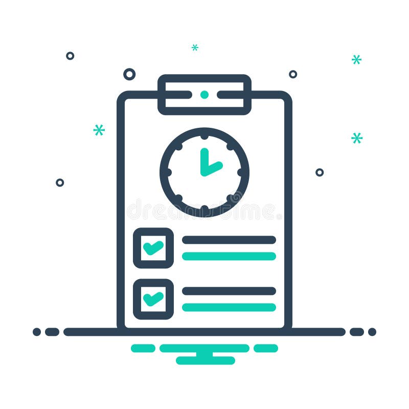 Black Mix Icon for Timesheet, Countdown and Overtime Stock Vector ...