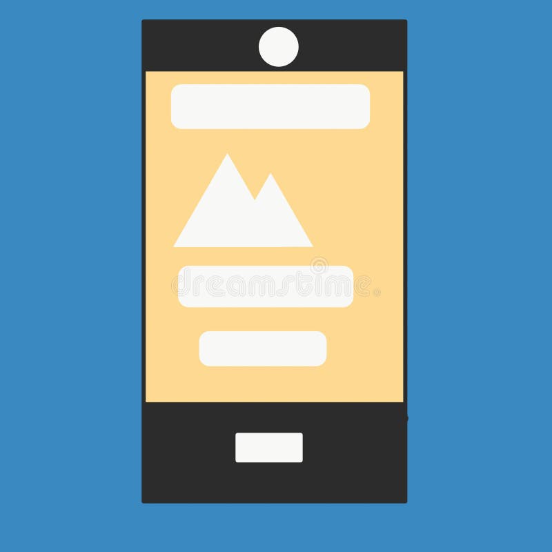 Black Mobile Phone with Blue Background Stock Illustration ...