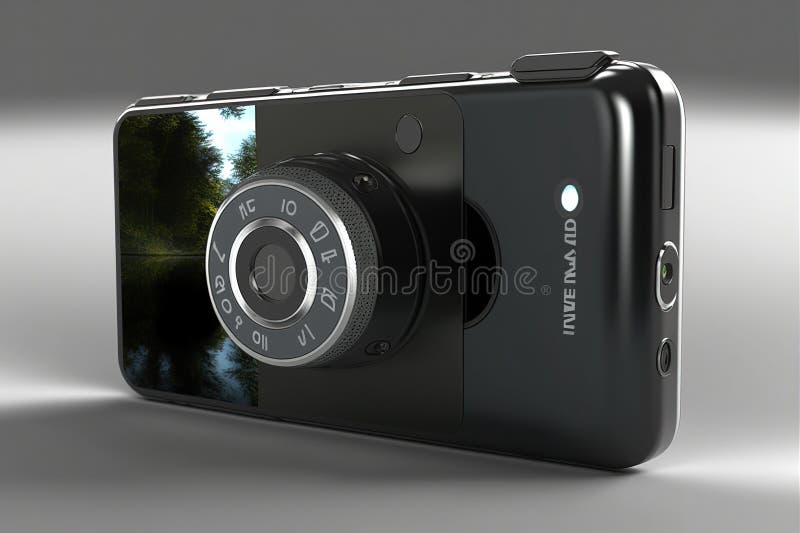 Black Mobile Phone with Camera. 3d Generative Ai Stock Illustration ...