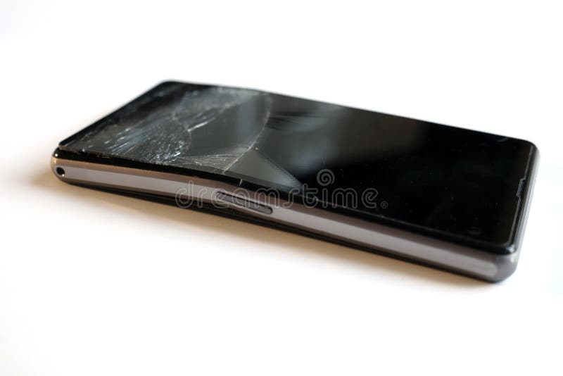 Damaged and Bent Black Mobile Phone Isolated on White, Copy Space Stock ...