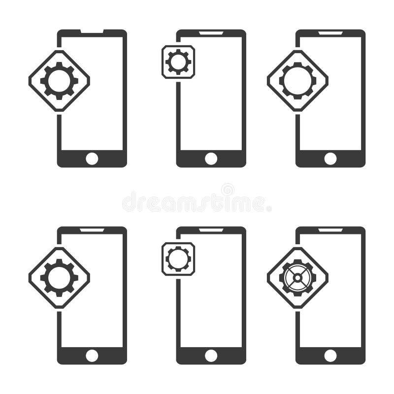 Black mobile phone icons. stock vector. Illustration of concepts - 89353984