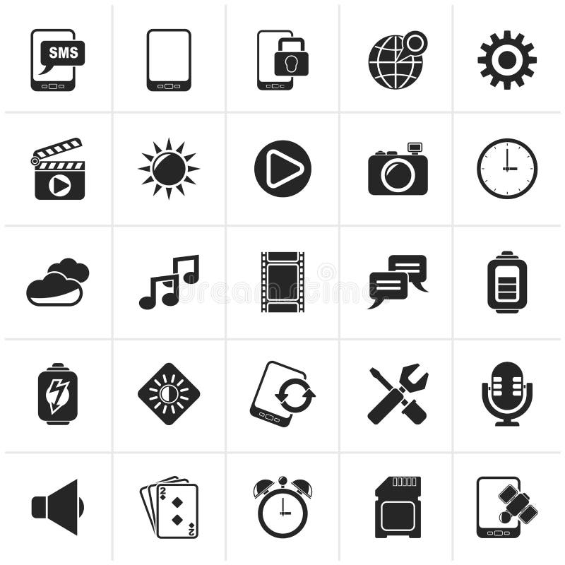 Black Mobile Phone Sign Icons Stock Vector - Illustration of icon ...