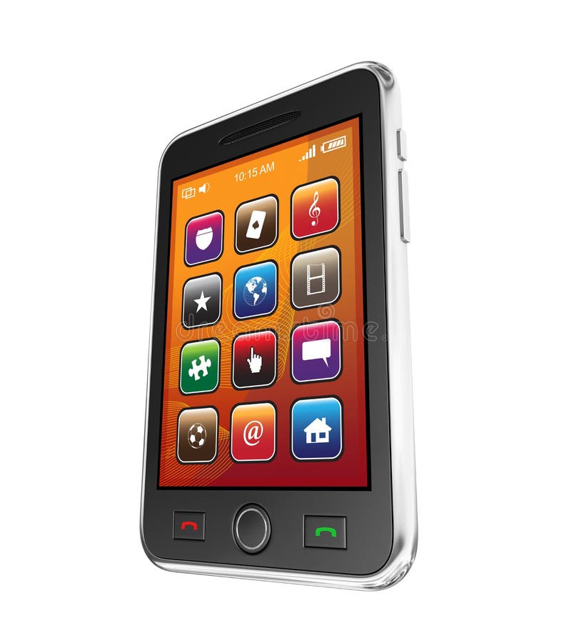 Black Mobile Smart Phone Isolated on White. Stock Illustration ...