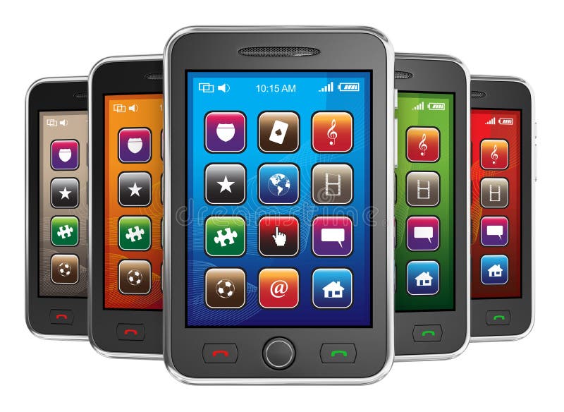 Black mobile smart phones stock illustration. Illustration of isolated ...