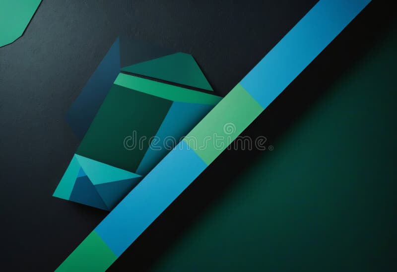 Black Modern Abstract Background with Blue Green Polygon Stock ...