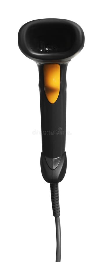 Black Modern Barcode Scanner Isolated on White Stock Photo - Image of ...