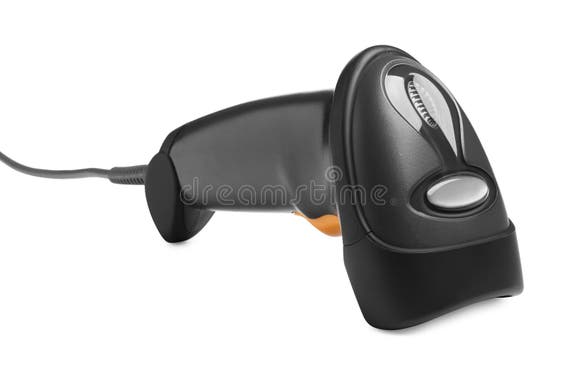 Black Modern Barcode Scanner Isolated on White Stock Photo - Image of ...