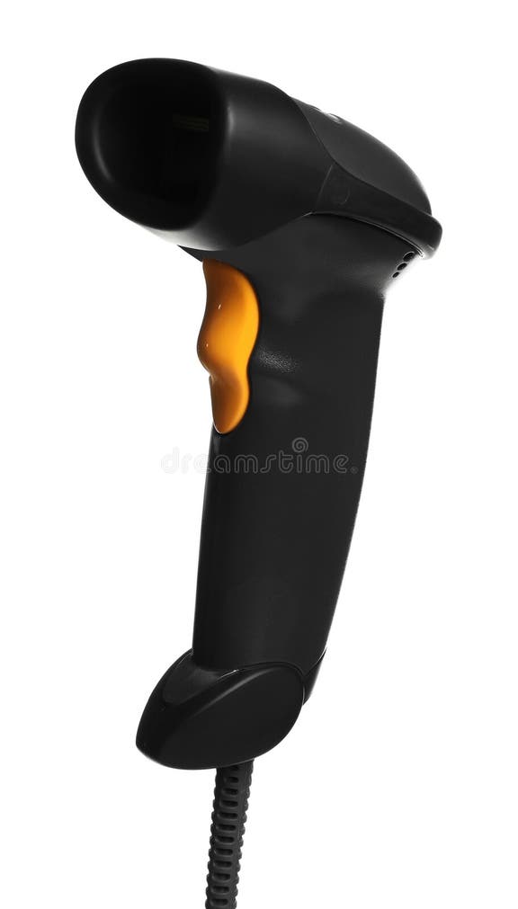 Black Modern Barcode Scanner Isolated on White Stock Image - Image of ...