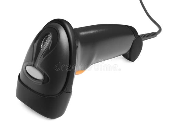 Black Modern Barcode Scanner Isolated on White Stock Photo - Image of ...