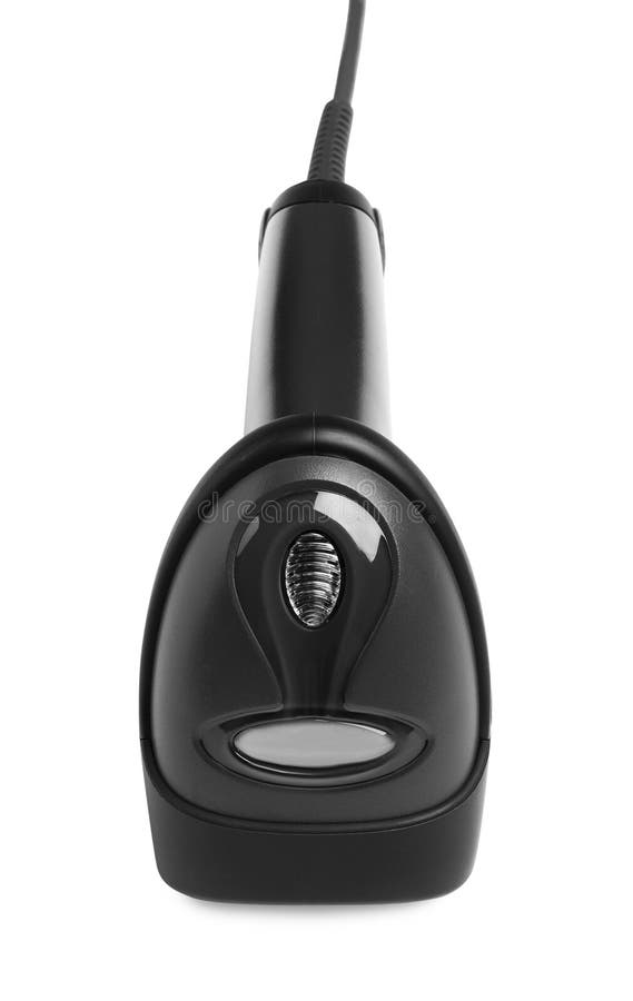 Black Modern Barcode Scanner Isolated on White Stock Image - Image of ...