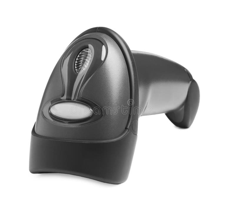 Black Modern Barcode Scanner Isolated on White Stock Photo - Image of ...