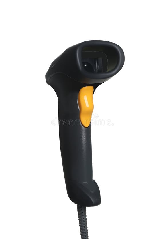 Black Modern Barcode Scanner Isolated on White Stock Photo - Image of ...