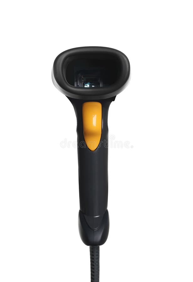 Black Modern Barcode Scanner Isolated on White Stock Image - Image of ...