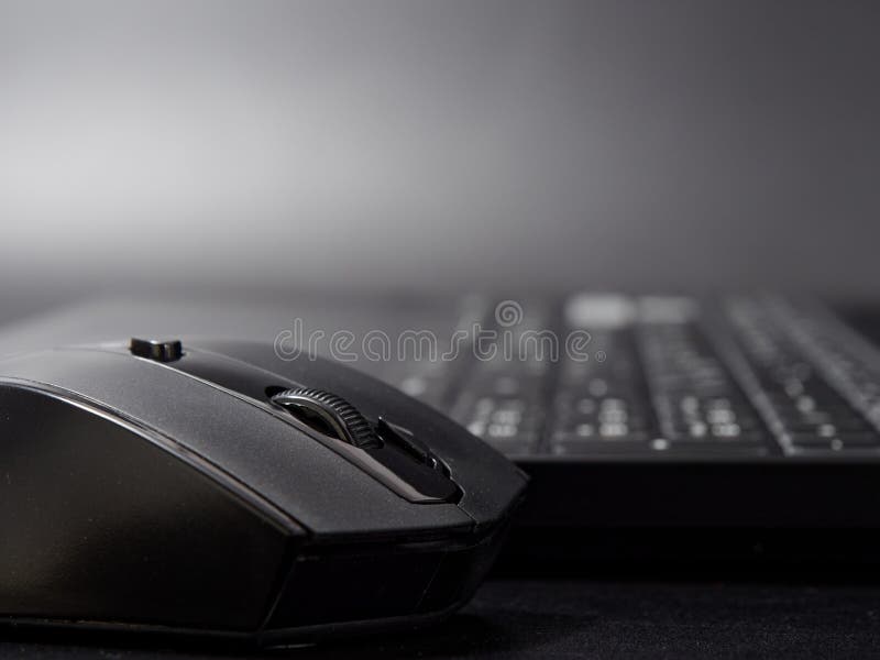 Black Modern Computer Mouse on Dark Background Stock Image - Image of ...