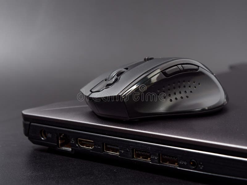 Black Modern Computer Mouse on Dark Background Stock Photo - Image of ...