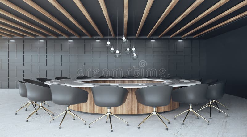Black Modern Conference Room Stock Illustration - Illustration of ...