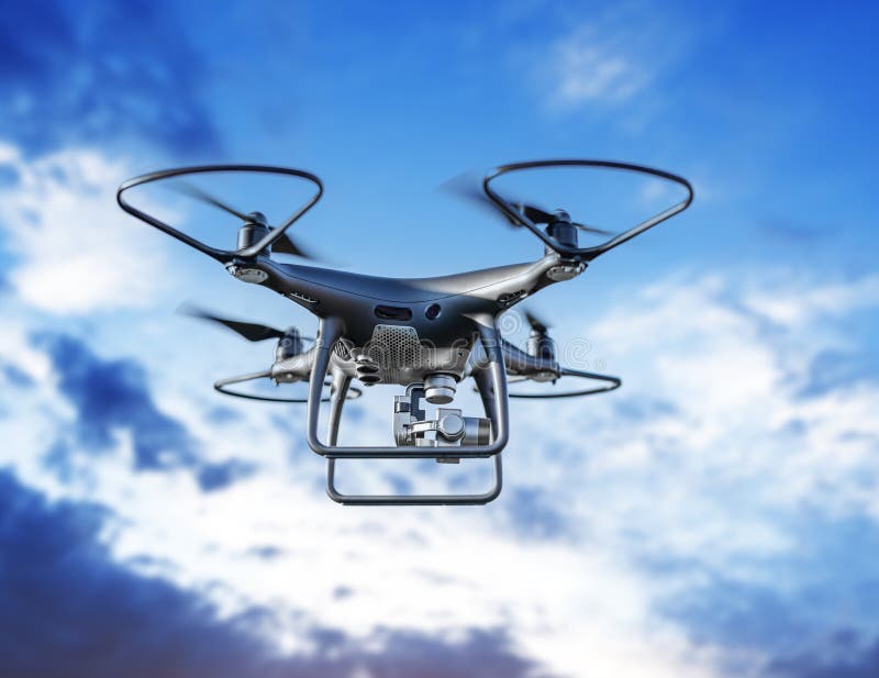 A Black Modern Drone Flies in the Sky. Stock Photo - Image of cinematic ...
