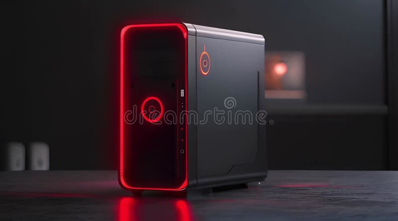 Black Modern Gaming Computer with Red Led Lights on Table Stock Video ...