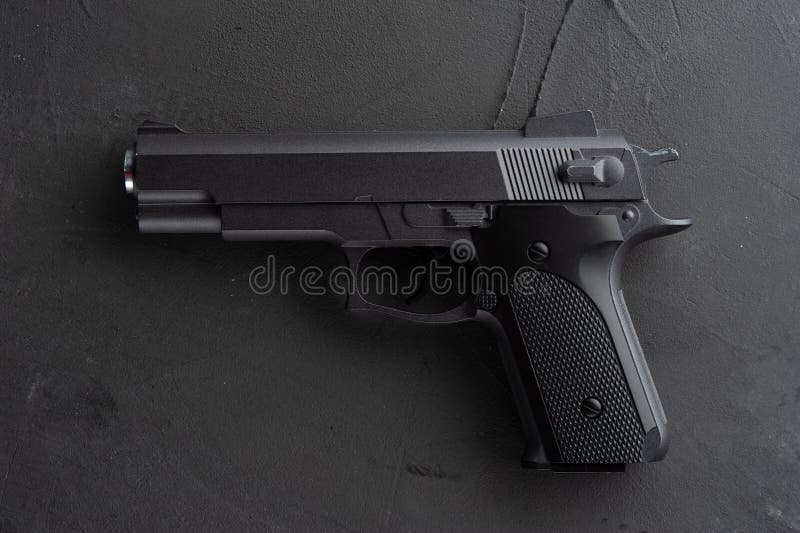 Black modern gun stock photo. Image of firearm, metal - 198237408