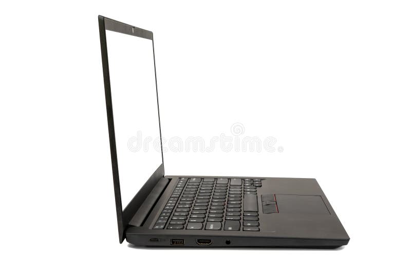 Black Modern Laptop.Side View Stock Photo - Image of screen, isolated ...