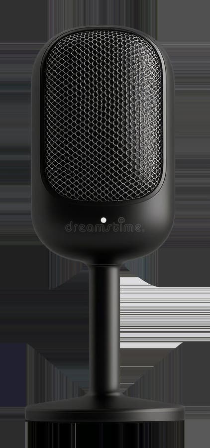 Black Modern Microphone with Mesh Cover on Stand, Studio Equipment ...