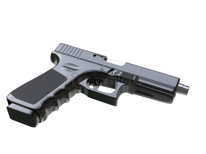 Black Modern Semi Automatic Handgun - Top Down Side View Stock ...