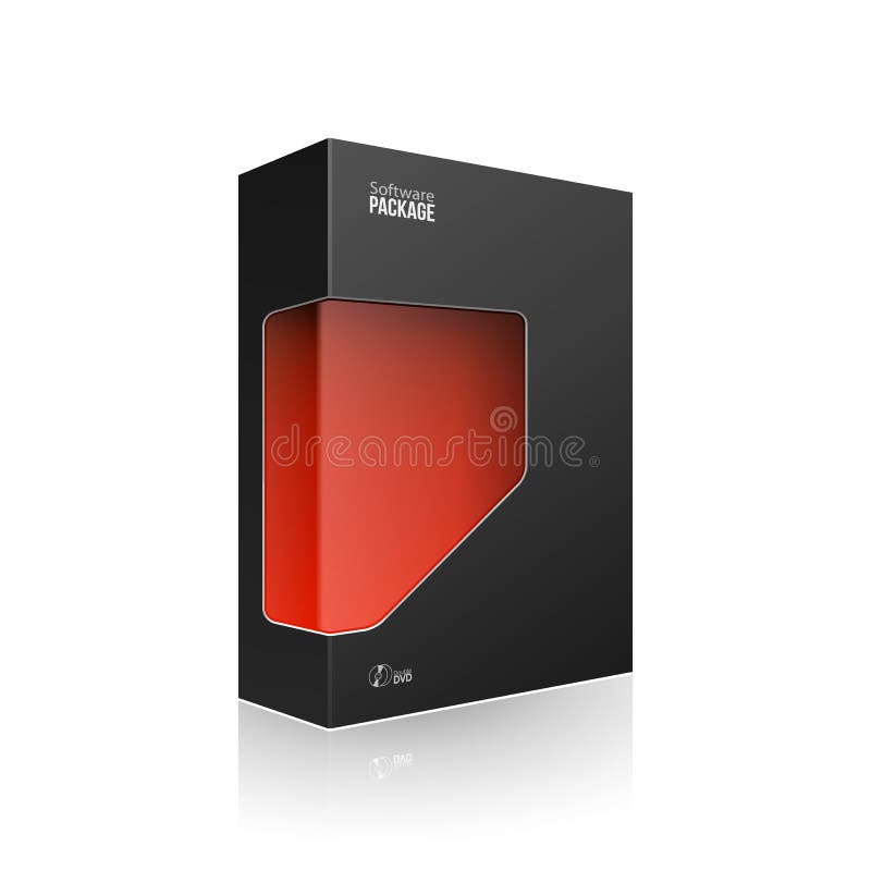 Black Modern Software Product Package Box with Red Window for DVD or CD ...