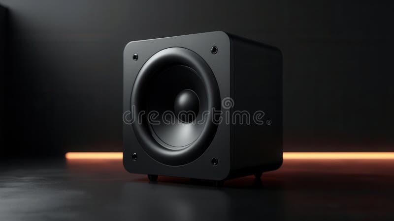 Black Modern Studio Speaker Stands Out Against a Sleek Dark Background ...