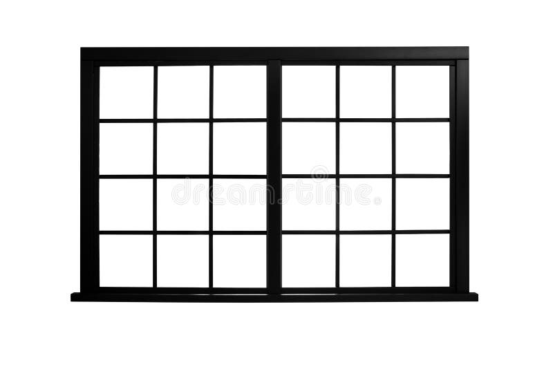 Black Modern Window on White Background Stock Image - Image of glazed ...