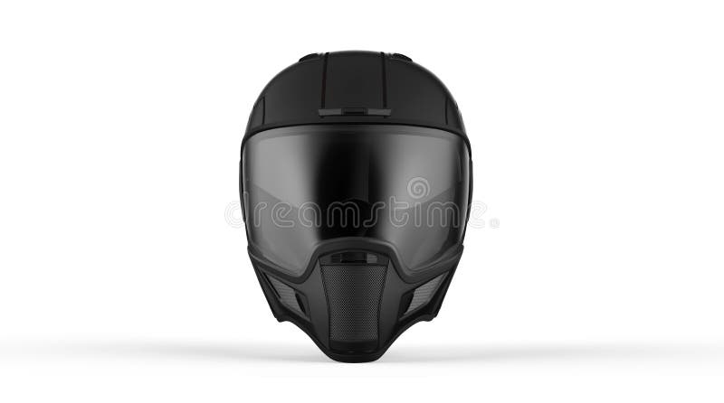 Black Modular Helmet Front View. Isolated on White. 3D Render. 3D ...