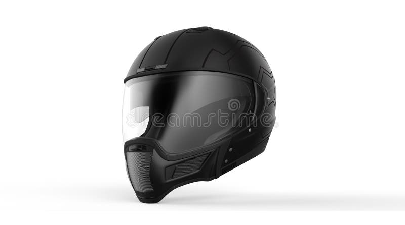 Black Modular Helmet Left View. Isolated on White. 3D Render. 3D ...