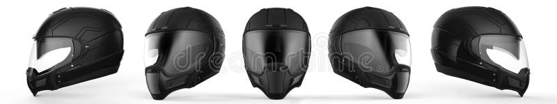 Black Modular Helmet Views. Isolated on White. 3D Render. 3D ...