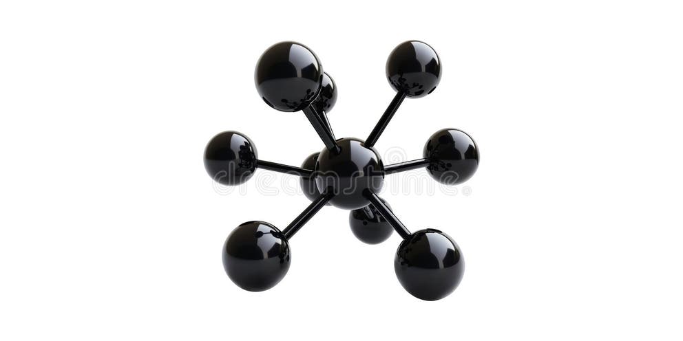 Black Molecular Structure with Spheres and Rods Isolated on Transparent ...