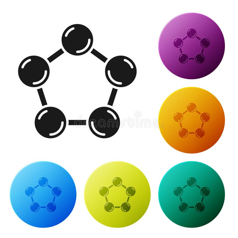 Black Molecule Icon Isolated on White Background. Structure of ...