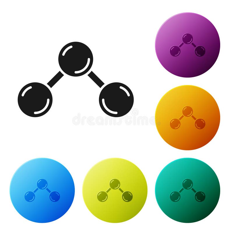 Black Molecule Icon Isolated on White Background. Structure of ...