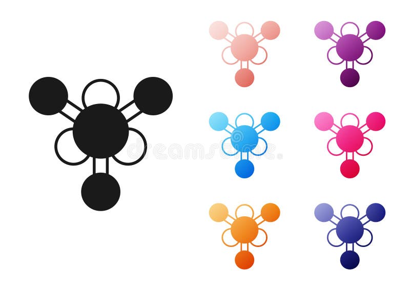 Black Molecule Icon Isolated on White Background. Structure of ...