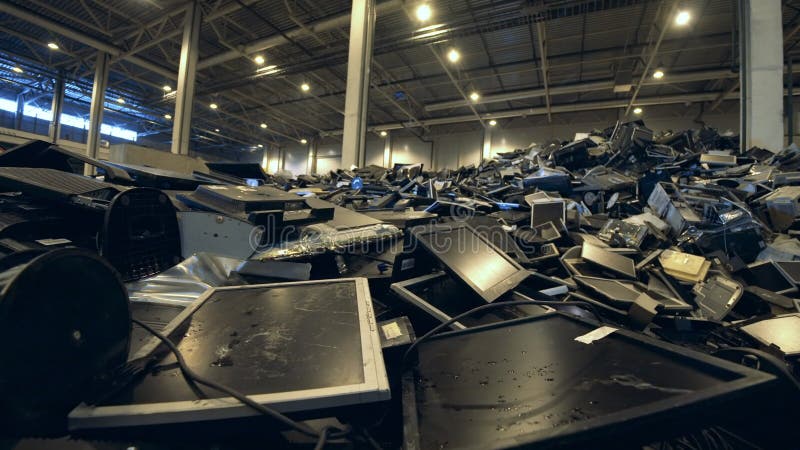 Black Computer Monitors Ready for Recycling in Facility. Stock Footage ...