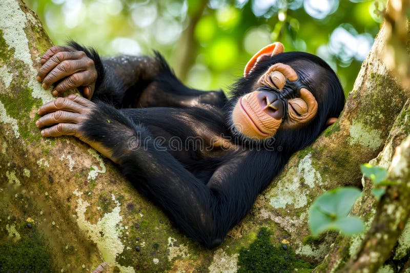 Baby Chimpanzee Sleeping Tree Jungle Stock Photos - Free & Royalty-Free Stock Photos from Dreamstime