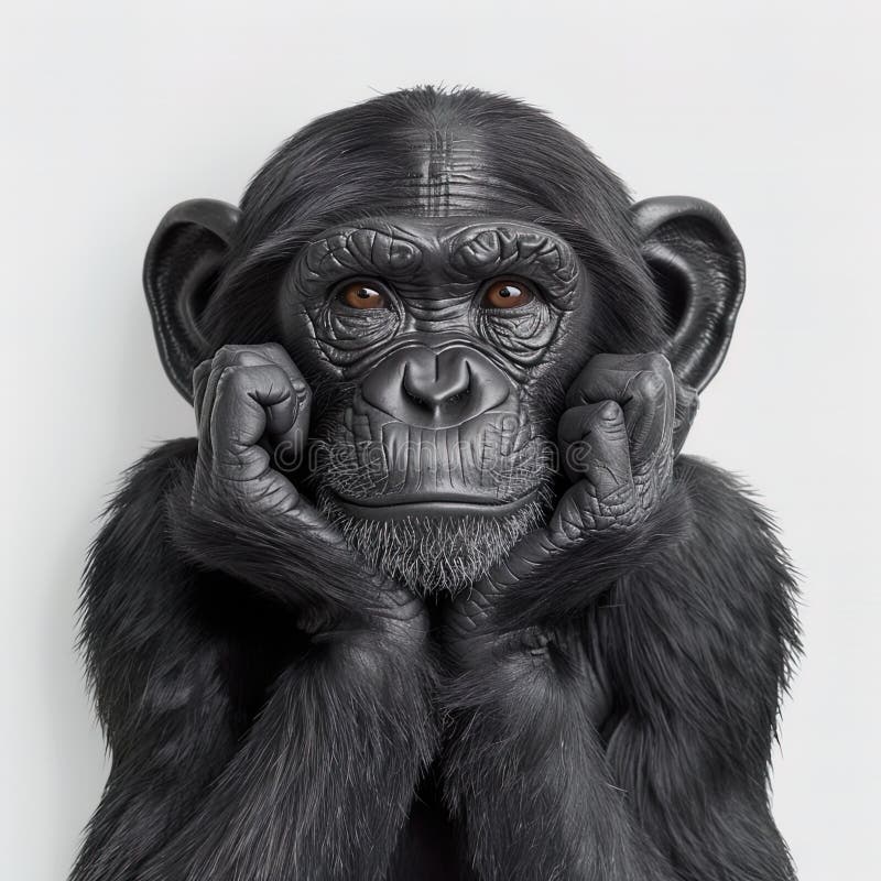 A Black Monkey with a Sad Expression is Looking at the Camera Stock ...