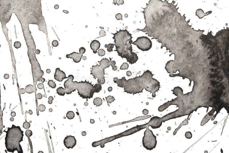 Black Monochrome Ink Wash and Ink Splatter on White Background Stock ...
