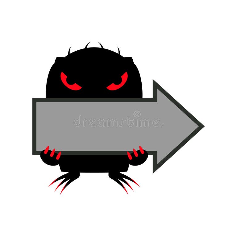 A Black Monster is Holding a Big Pointer Arrow. Stock Vector ...
