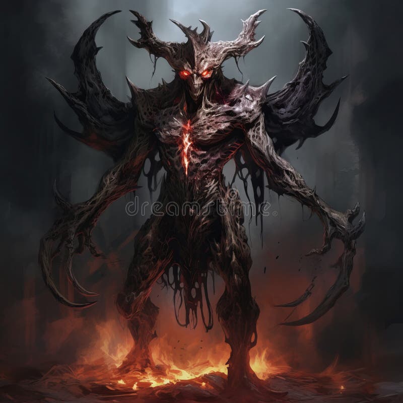 A Black Monster with Red Eyes and Sharp Claws Stock Illustration ...